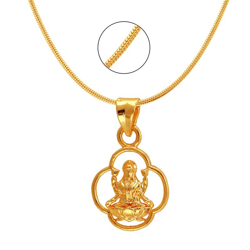 Buy Laxmi Gold Plated Religious God Pendant with Chain for Men & Women ...