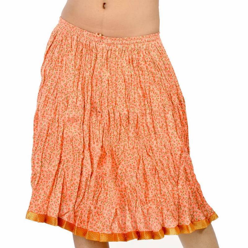 Buy Fashionable n Ethnic Orange Cotton Short Skirt Online